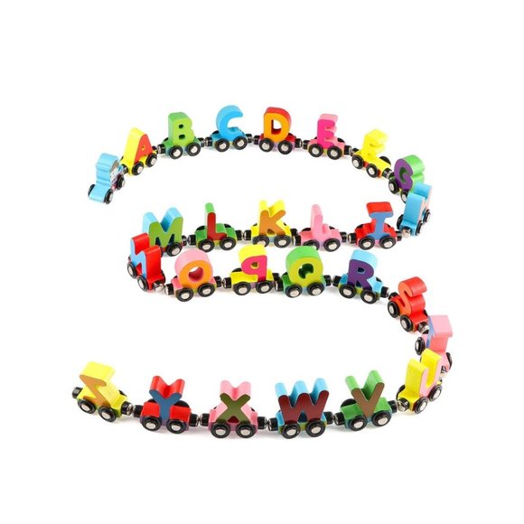 Wondertoys | Toys | Wondertoys Wooden Alphabet Train Toy 27 Pcs ...